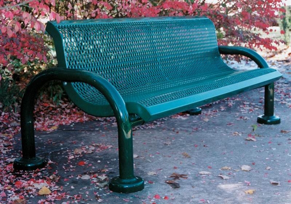 Bench With Back 6 Foot Plastic Coated Expanded Metal with 2 7/8 Inch ...