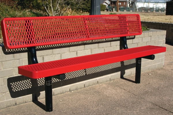 6 Ft. Expanded Metal Bench With Back - Park Tables