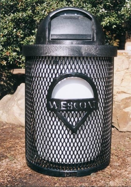 Trash Receptacle Custom Logo 32 Gallon Plastic Coated - Park Tables ...