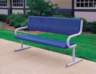 Bench with Back 6 Foot Plastic Coated Perforated Steel - Park Tables