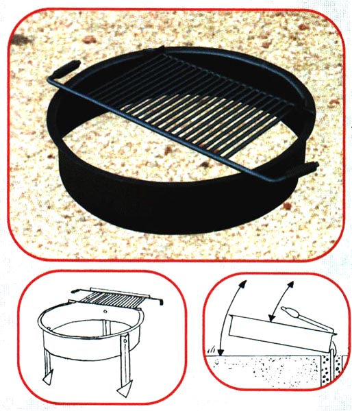 Fire Ring 300 Square Inch Steel Tilt Back In-Ground Mount - Park Tables
