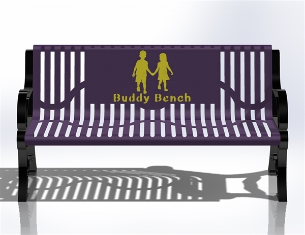 5 Ft. Buddy Bench with Back, Ribbed Steel, 122 lbs.