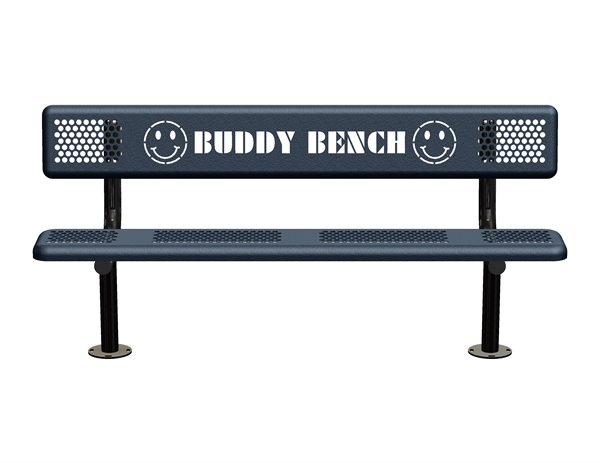 8 Ft. Buddy Bench with Back, Perforated Steel, 168 lbs.