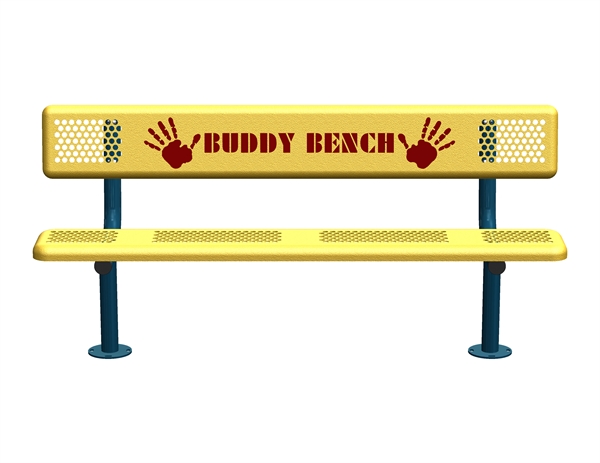 8 Ft. Buddy Bench with Back, Perforated Steel, 168 lbs.