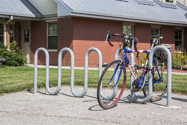 9 Loop Steel Bike Rack, 11 Spaces - Surface Mount - Park Tables