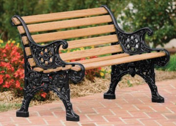 Bench with Back 80 Inch Wooden Powder Coated - Park Tables