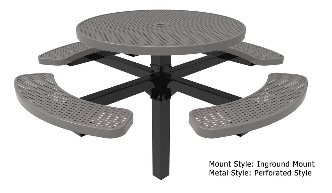 RHINO Round Pedestal Thermoplastic Metal Picnic Table, Inground or ...