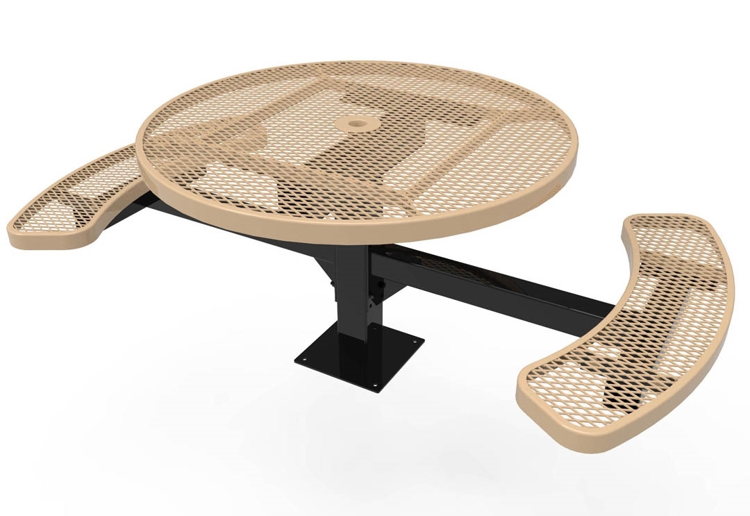 ELITE Series Round Pedestal Thermoplastic Metal Picnic Table, 2 Seats ...