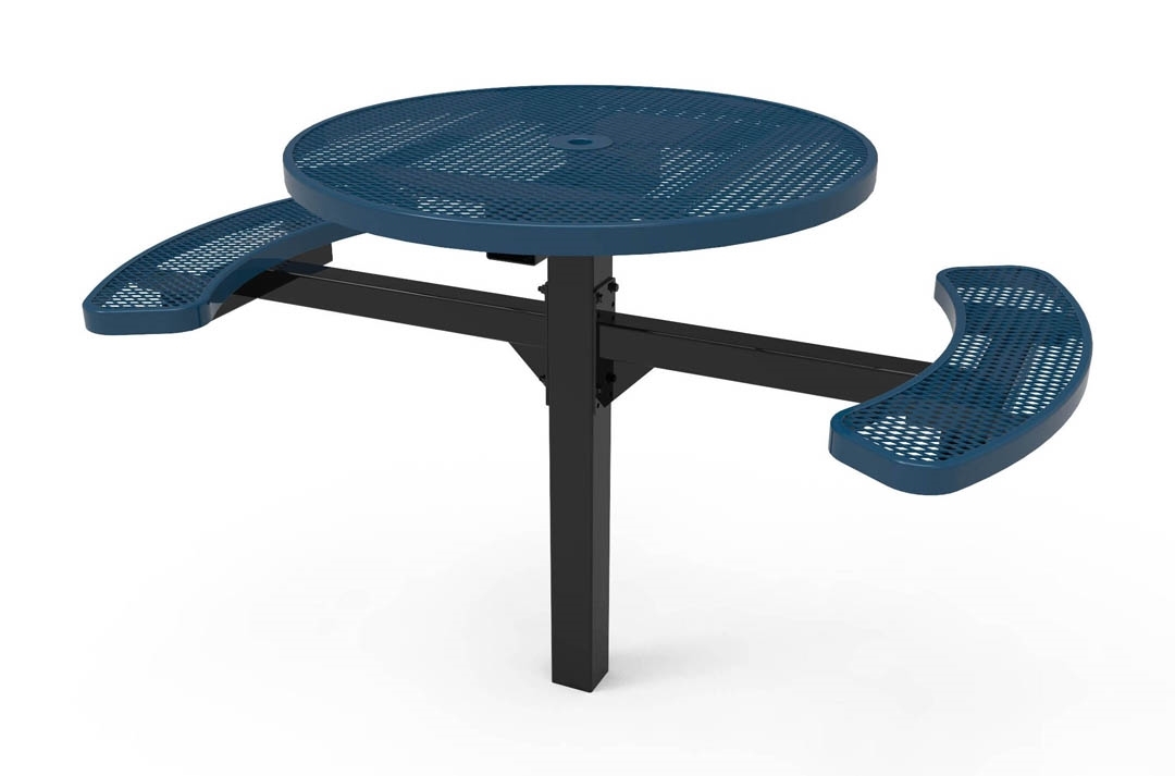 ELITE Series Round Pedestal Thermoplastic Metal Picnic Table, 2 Seats ...