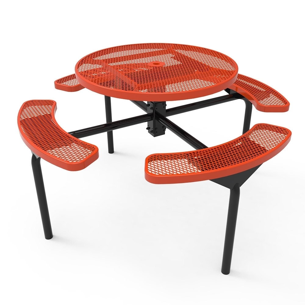 ELITE Series Nexus 46" Round Pedestal Thermoplastic Metal Picnic Table ...