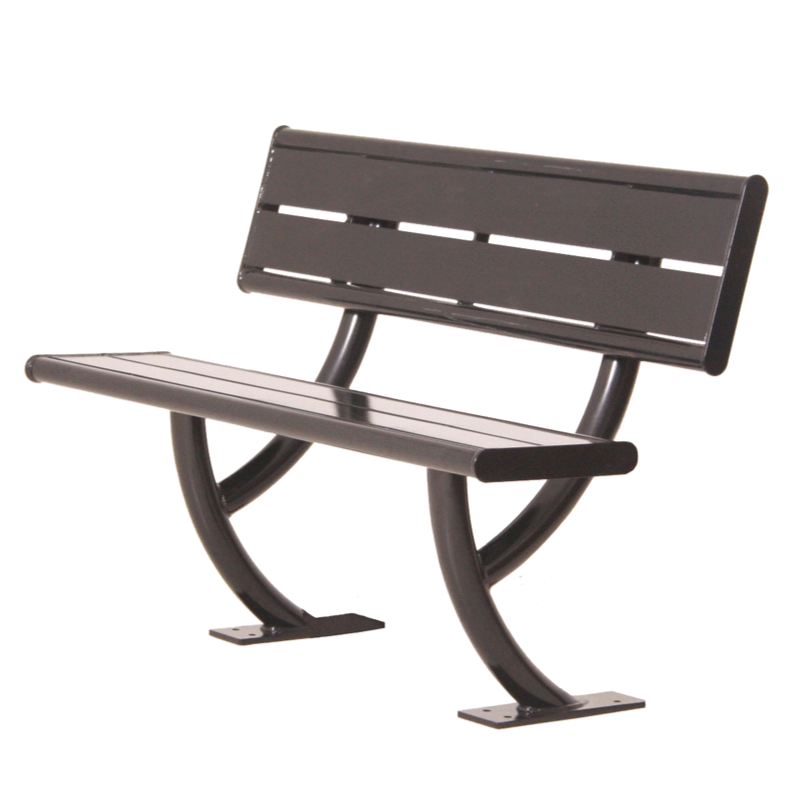 Acadia Powder Coated Steel Bench with Back - Park Tables