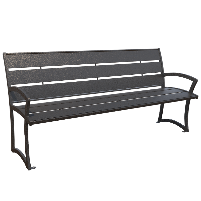Bryce Powder Coated Steel Bench with Back -Park Tables