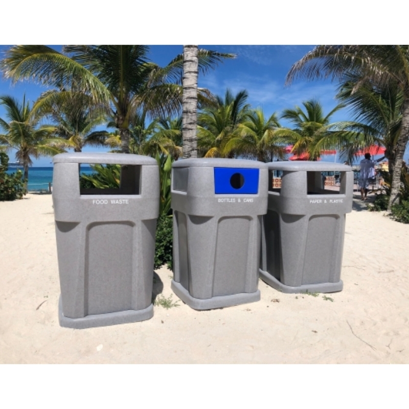 65-Gallon Waste Receptacle Polyethylene Plastic High-Strength - Park Tables