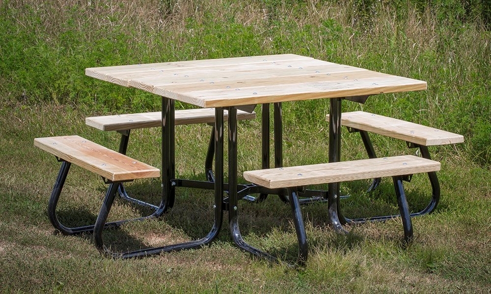 Picnic Table Square 48 Inch Wooden Powder Coated Pipe - Park Tables ...