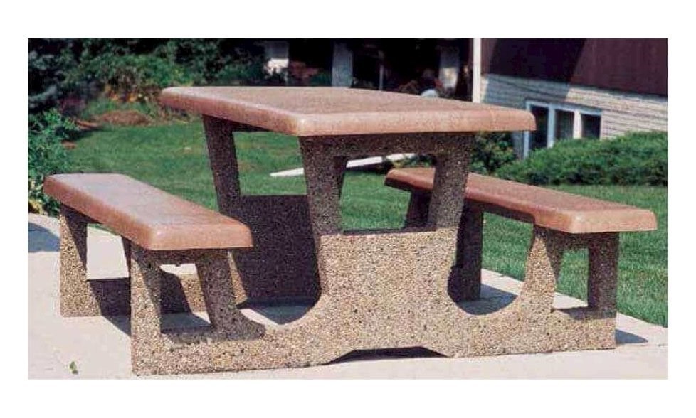 Picnic Table Rectangle 5 ft Concrete Exposed - Park Tables
