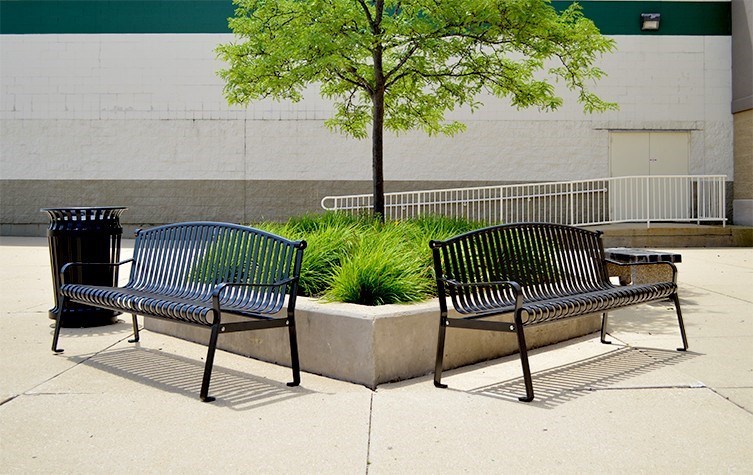 6 Foot Arched Powder Coated Steel Bench with Back