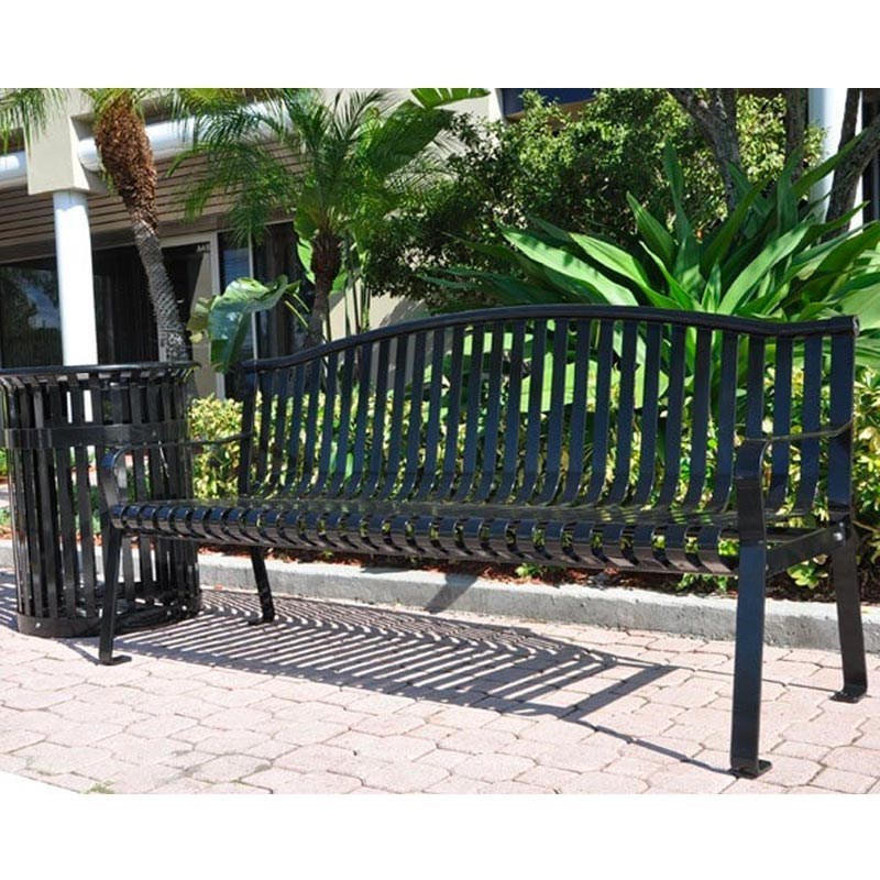 6 Foot Arched Powder Coated Steel Bench with Back