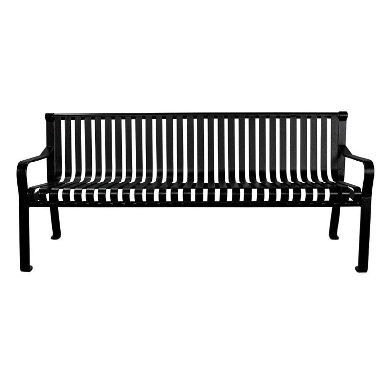 6 Foot Powder Coated Steel Bench with Back