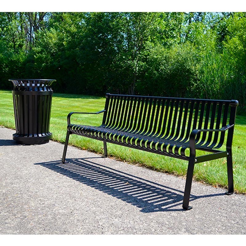 6 Foot Powder Coated Steel Bench with Back