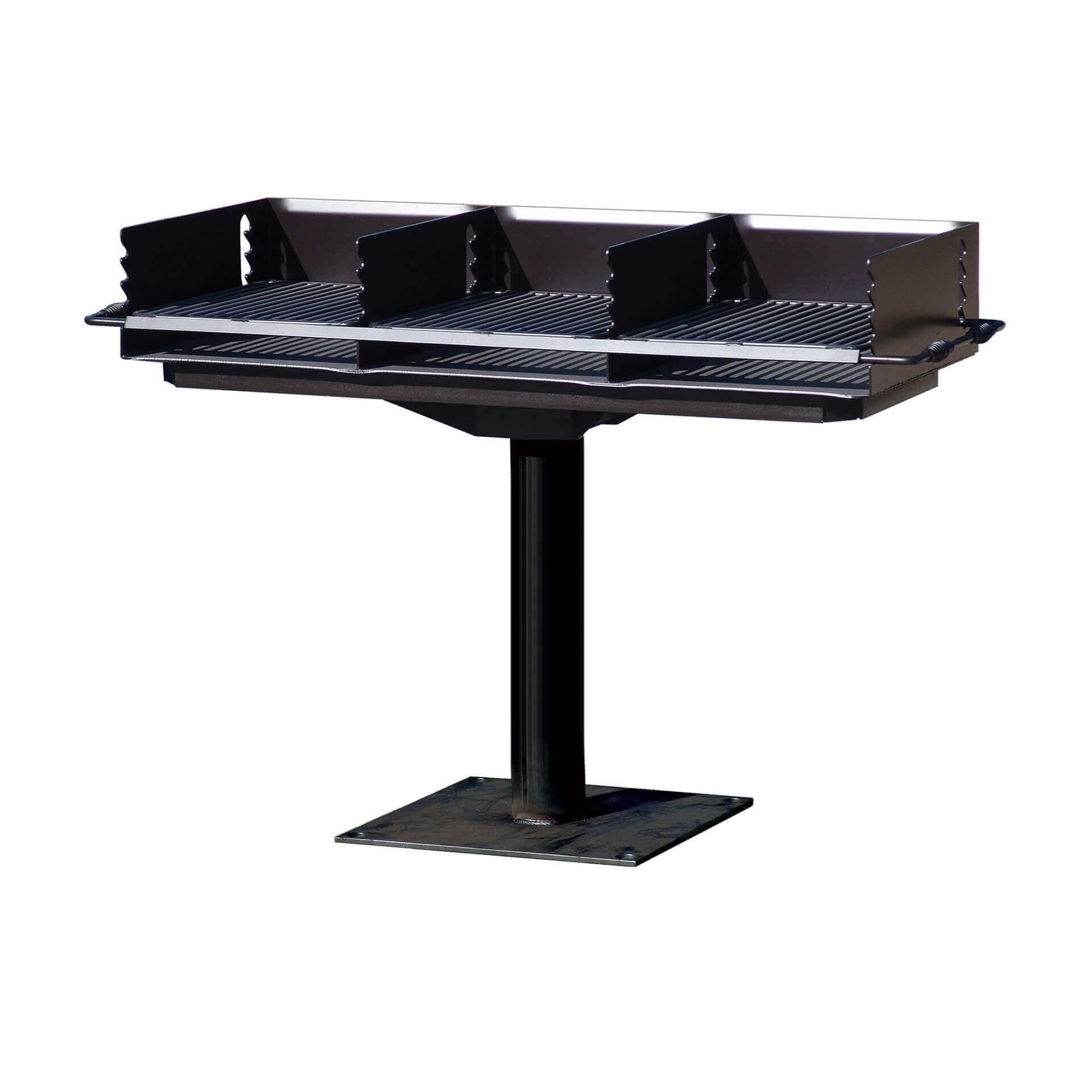 Triple Bay Park BBQ Grill, Adjustable Grill Height, 7 Gauge Steel