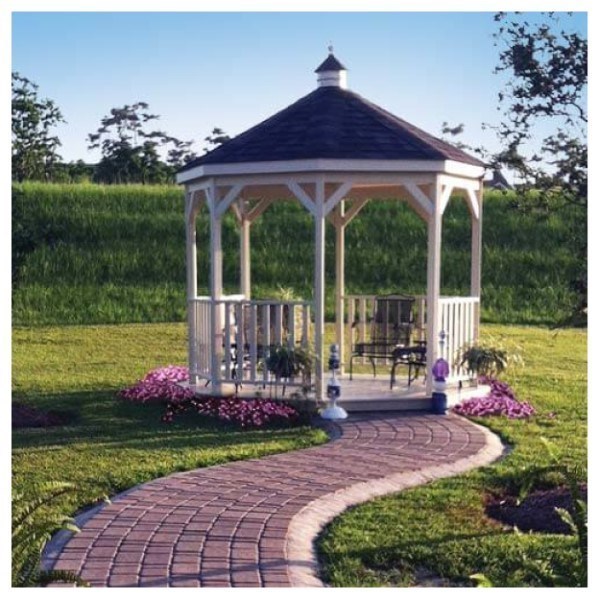 12 Ft Vinyl Gazebo-In-A-Box Build Kit for State & Local Parks - Park Tables