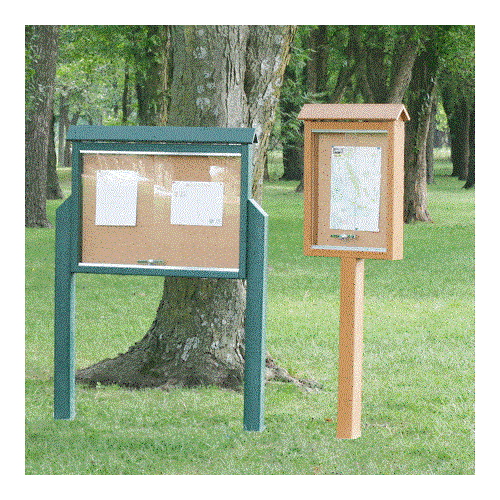 Medium Single Sided Message Center With Inground Post Mount - Recycled ...