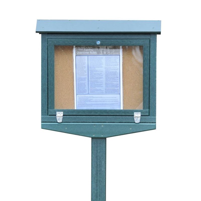 Small Hinged Message Center With Inground Post Mount - Recycled Plastic ...