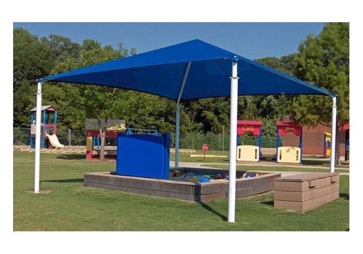 12ft Entry Square Hip End Shade Structure for Playgrounds - Park Tables