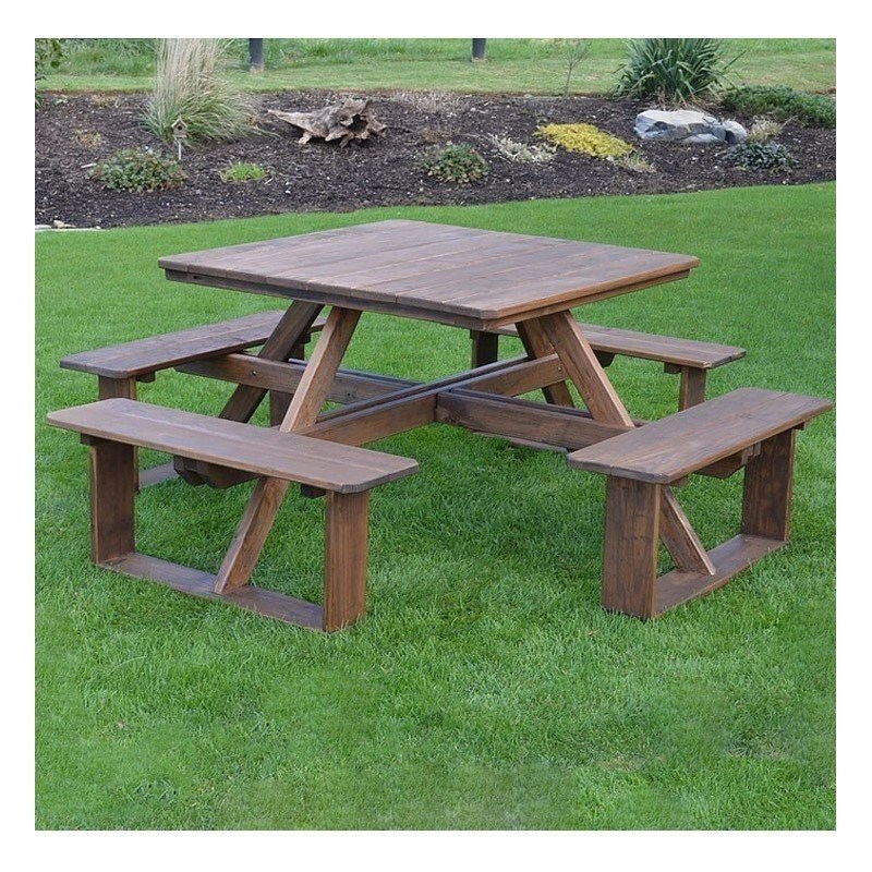 6.5 Ft Square Wood Walk-In Picnic Table - Park Tables