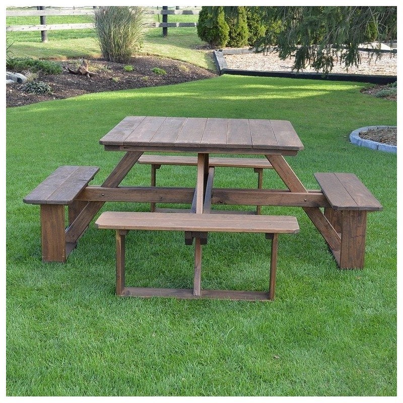 6.5 Ft Square Wood Walk-In Picnic Table - Park Tables