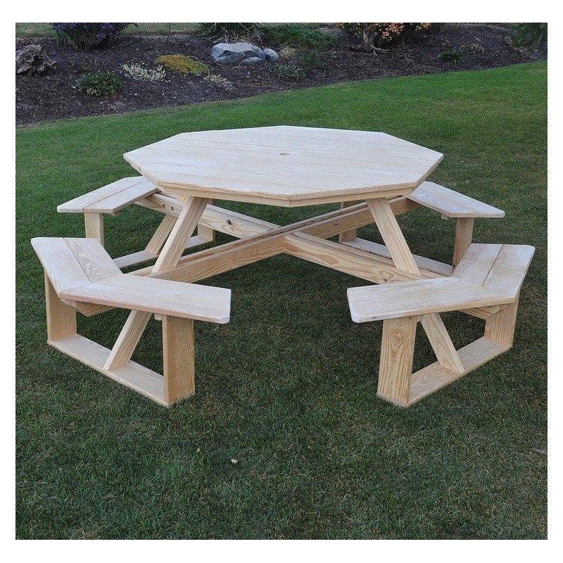 Octagonal Wood Walk-In Picnic Table - Park Tables