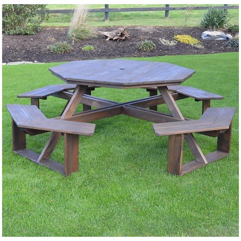 Octagonal Wood Walk-In Picnic Table - Park Tables