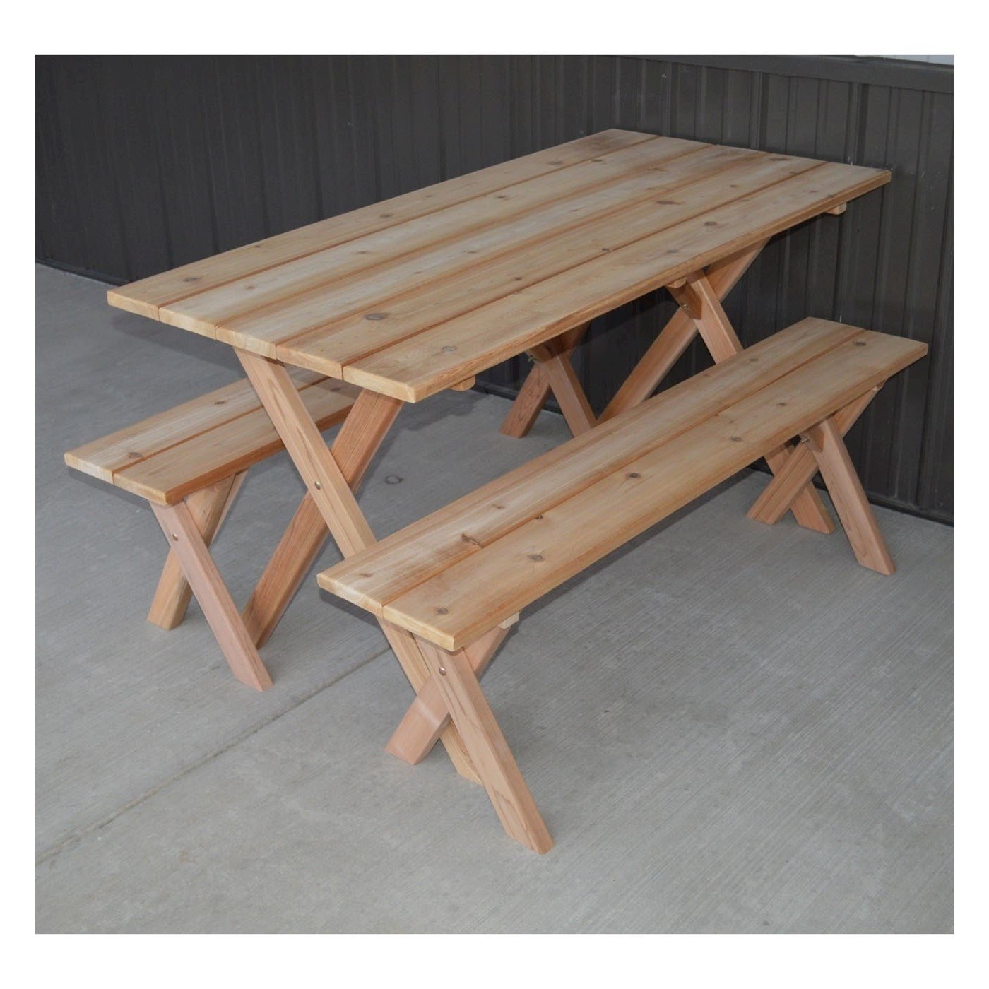 Wooden Cross Legged Picnic Table With Benches - Park Tables