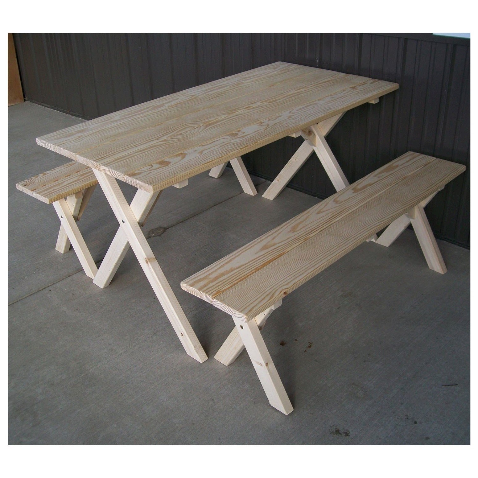 Wooden Cross Legged Picnic Table With Benches - Park Tables