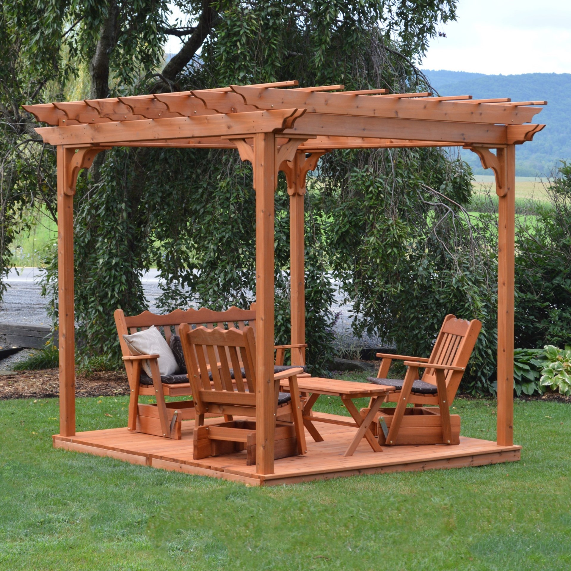 Decked Pergola in Cedar Wood 8'x8' | Amish Crafted Wood Structure ...