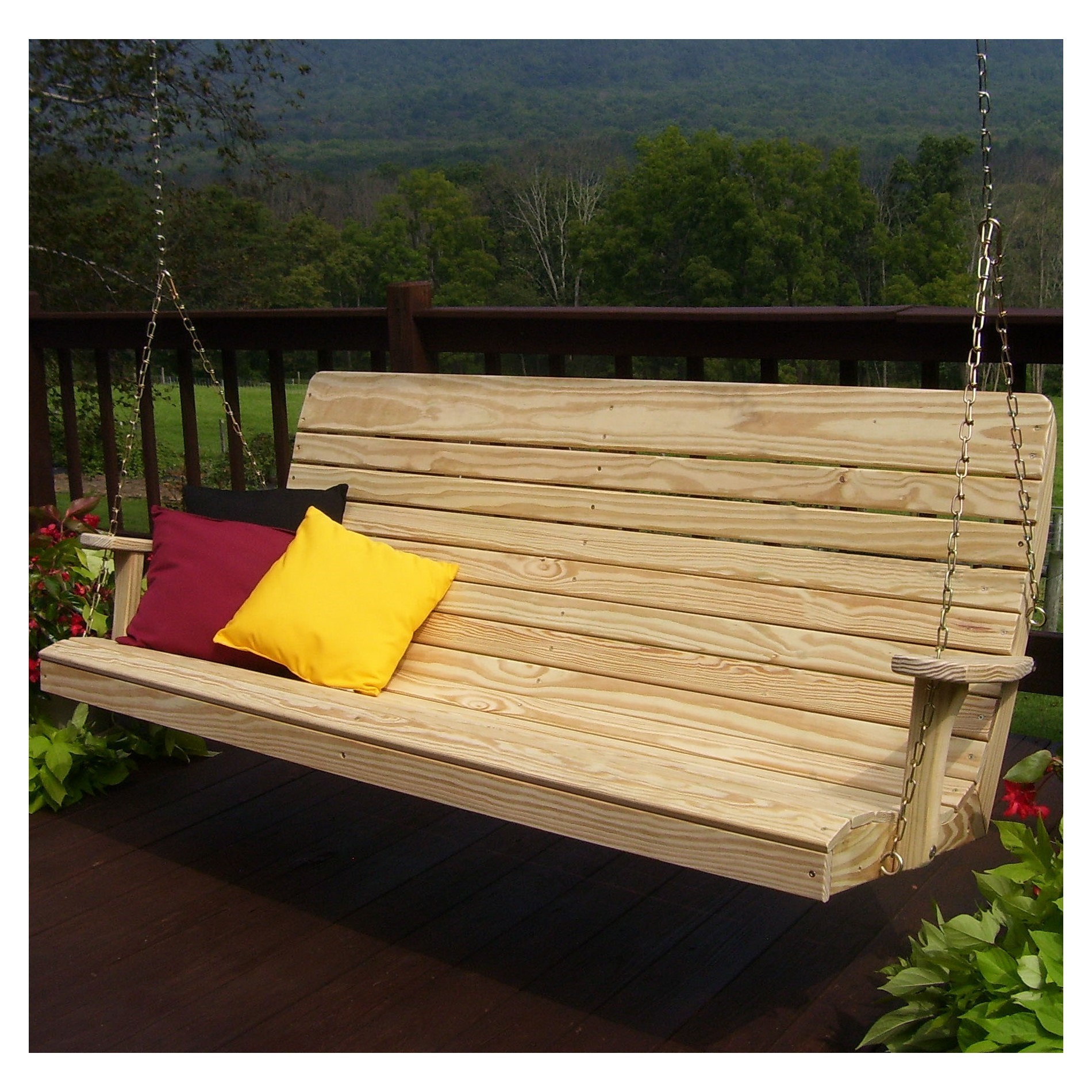 Wooden Highback Patio Swing - Park Tables