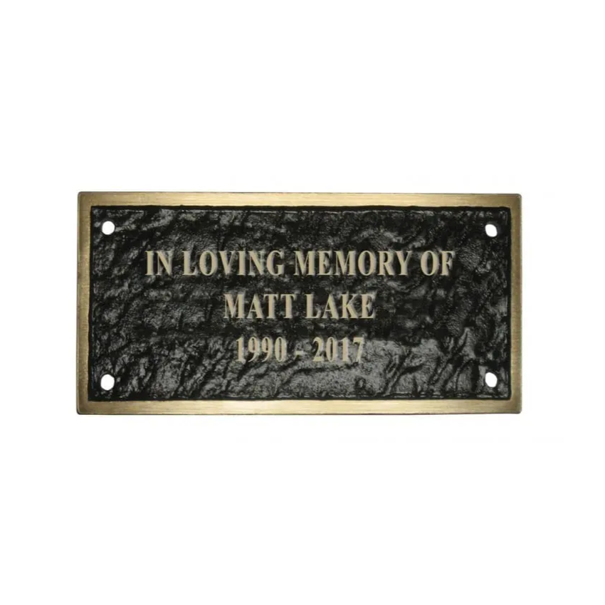 Small Custom Bronze Memorial Plaque - Park Tables