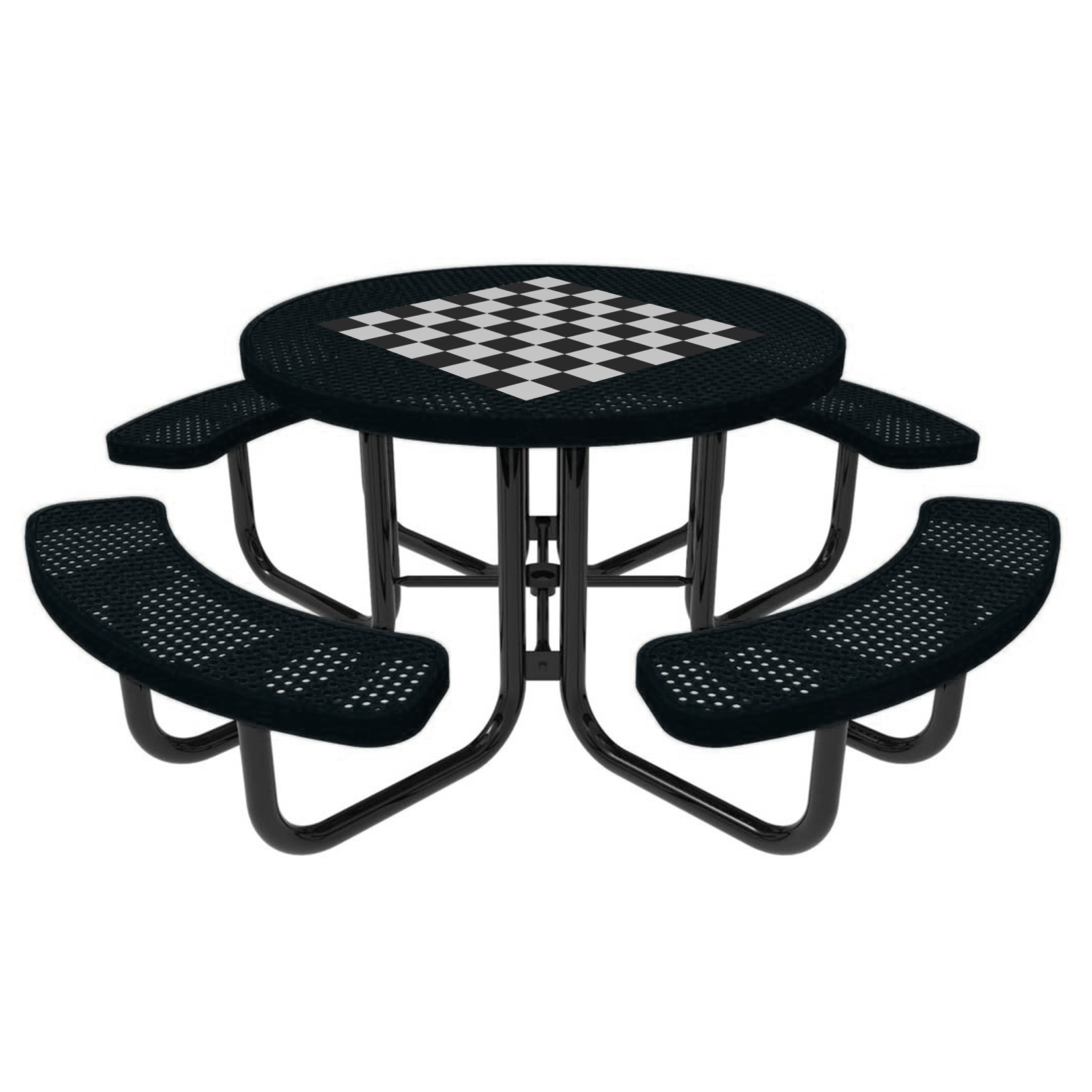 ELITE Series Checkerboard Game Round Thermoplastic Metal Picnic Table ...